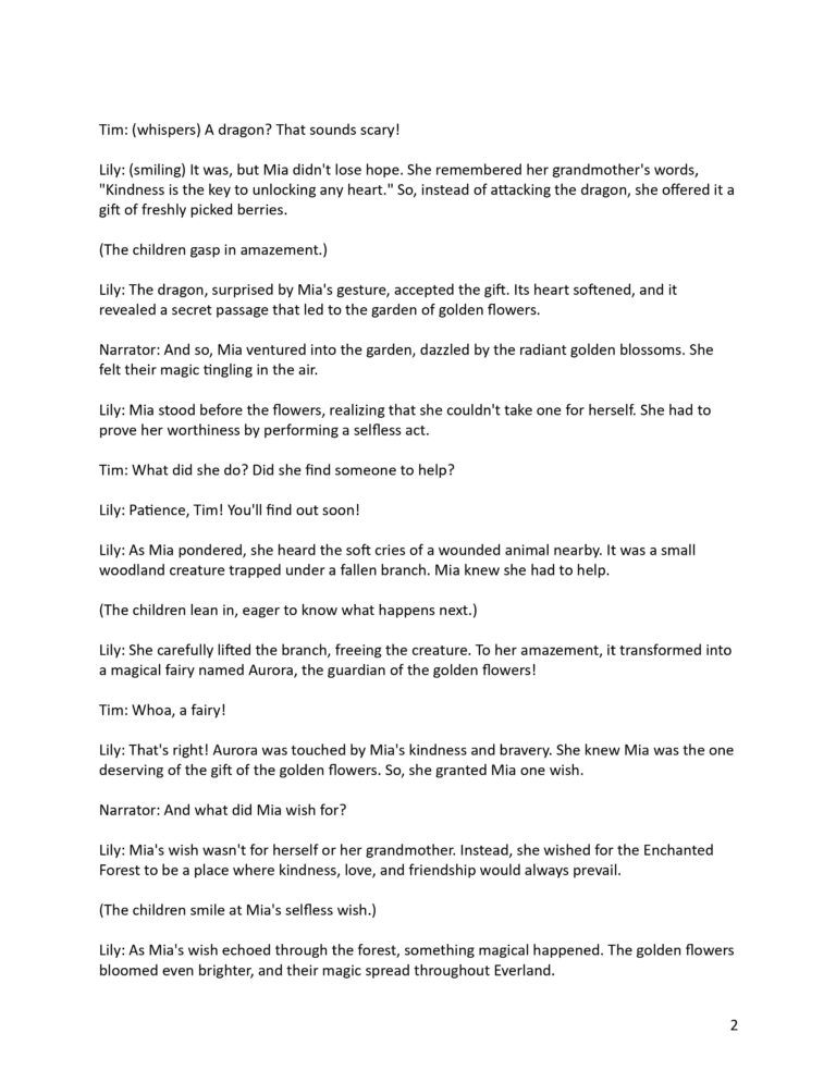 The Gift of the Golden Flower storytelling script